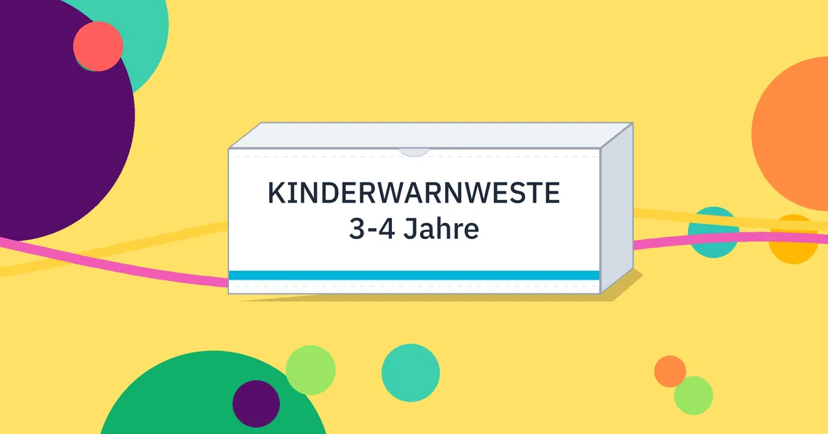 Symbolbild: Packung mit der Aufschrift KINDERWARNWESTE 3-4 Jahre (PZN 18334718) – Verfügbarkeit und Bezug in Apotheken in Frankfurt am Main