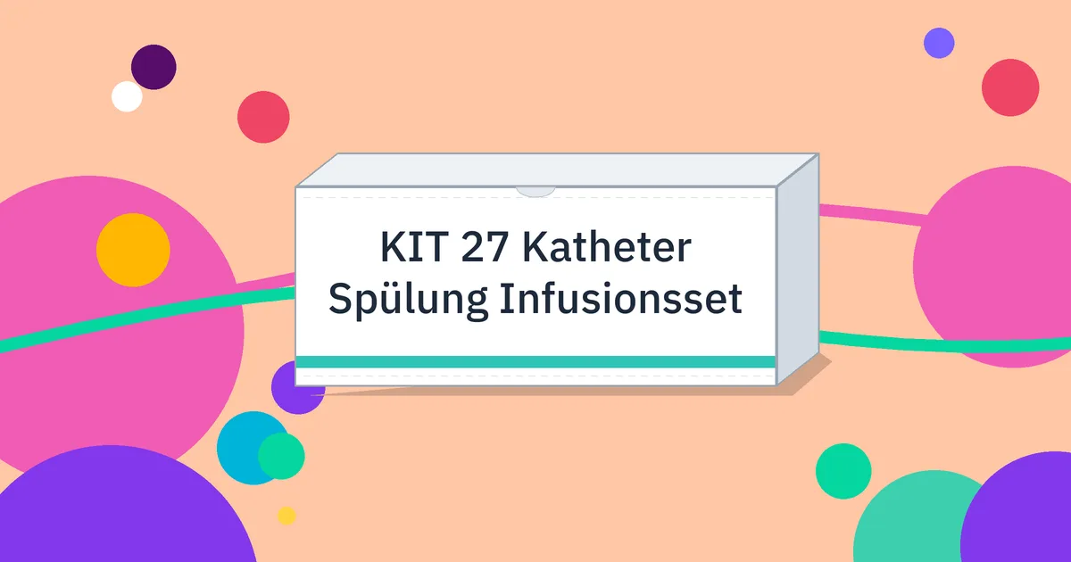 Symbolbild: Packung mit der Aufschrift KIT 27 Katheter Spülung Infusionsset (PZN 17379966) – Verfügbarkeit und Bezug in Apotheken in Frankfurt am Main