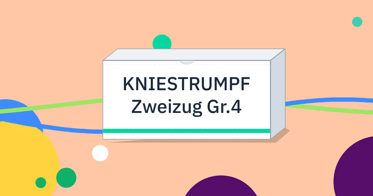 Symbolbild: Packung mit der Aufschrift KNIESTRUMPF Zweizug Gr.4 (PZN 01738127) – Verfügbarkeit und Bezug in Apotheken in Frankfurt am Main