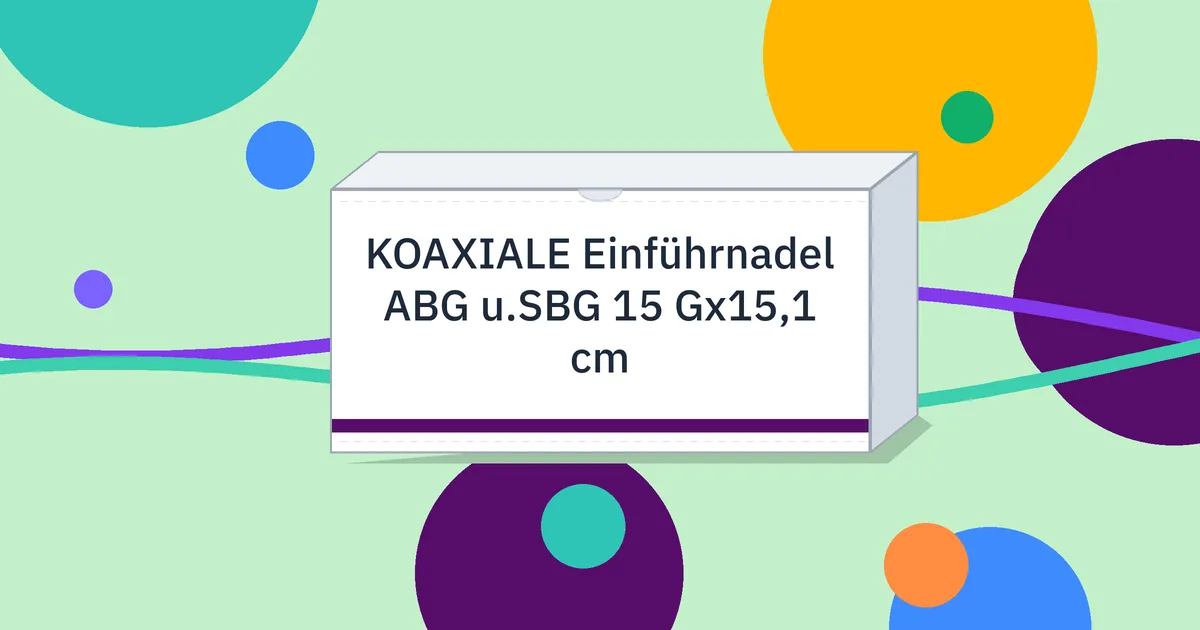 Symbolbild: Packung mit der Aufschrift KOAXIALE Einführnadel ABG u.SBG 15 Gx15,1 cm (PZN 11105475) – Verfügbarkeit und Bezug in Apotheken in Frankfurt am Main