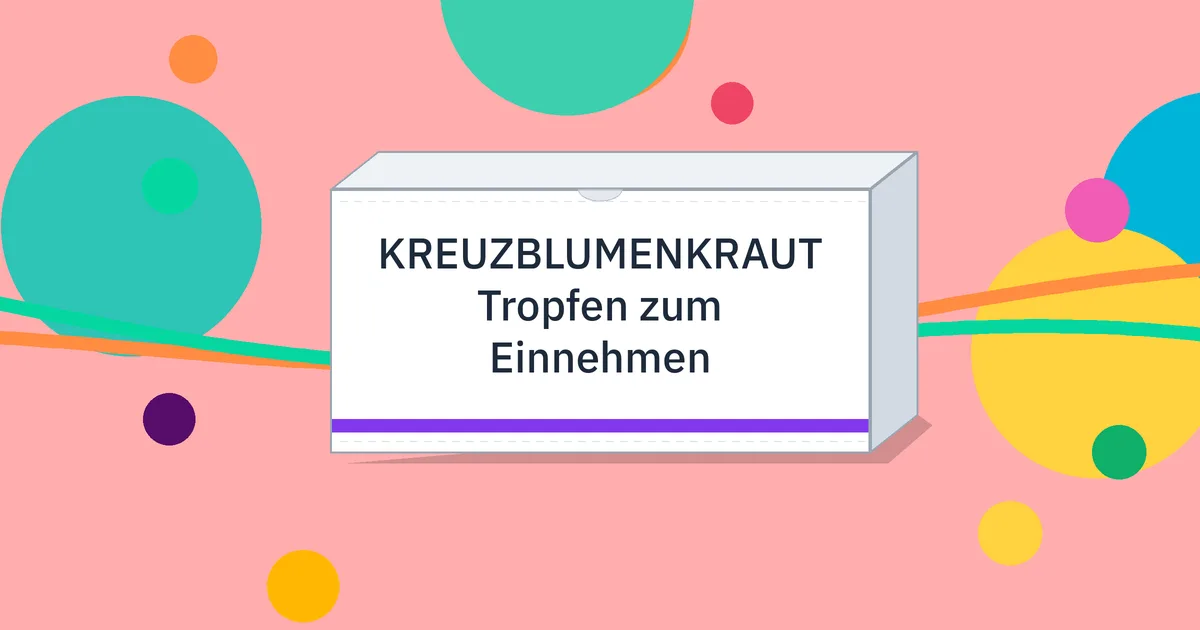 Symbolbild: Packung mit der Aufschrift KREUZBLUMENKRAUT Tropfen zum Einnehmen (PZN 11602624) – Verfügbarkeit und Bezug in Apotheken in Frankfurt am Main