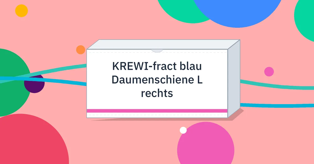 Symbolbild: Packung mit der Aufschrift KREWI-fract blau Daumenschiene L rechts (PZN 17299569) – Verfügbarkeit und Bezug in Apotheken in Frankfurt am Main