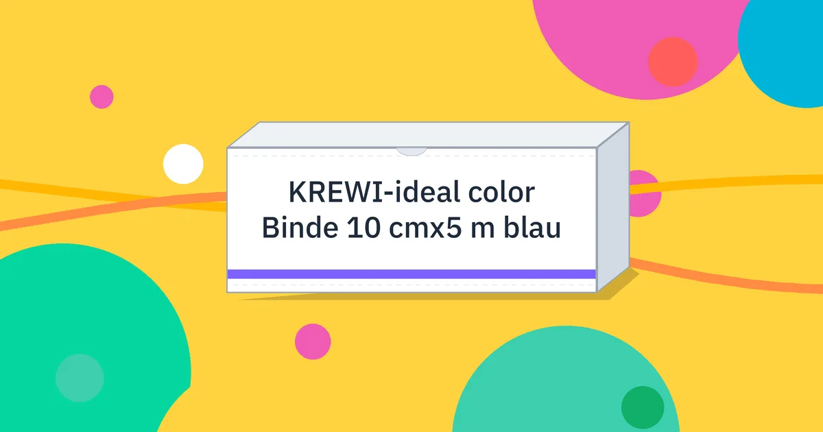 Symbolbild: Packung mit der Aufschrift KREWI-ideal color Binde 10 cmx5 m blau (PZN 17301125) – Verfügbarkeit und Bezug in Apotheken in Frankfurt am Main