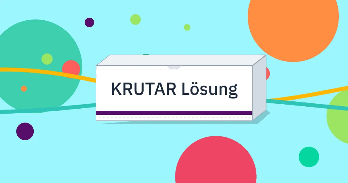Symbolbild: Packung mit der Aufschrift KRUTAR Lösung (PZN 04988617) – Verfügbarkeit und Bezug in Apotheken in Frankfurt am Main