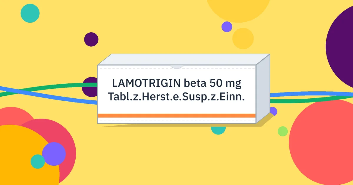 Symbolbild: Packung mit der Aufschrift LAMOTRIGIN beta 50 mg Tabl.z.Herst.e.Susp.z.Einn. (PZN 03645370) – Verfügbarkeit und Bezug in Apotheken in Frankfurt am Main