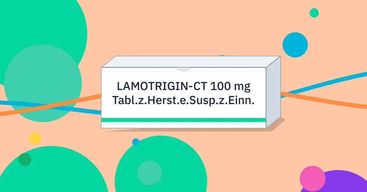 Symbolbild: Packung mit der Aufschrift LAMOTRIGIN-CT 100 mg Tabl.z.Herst.e.Susp.z.Einn. (PZN 04207287) – Verfügbarkeit und Bezug in Apotheken in Frankfurt am Main