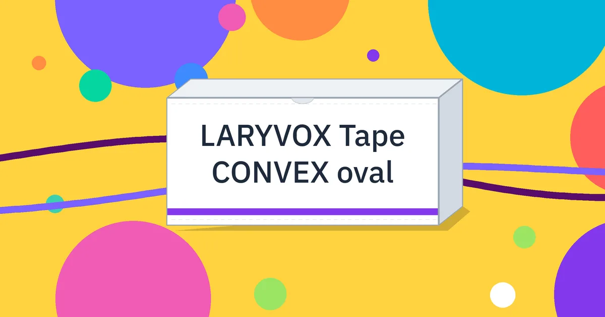Symbolbild: Packung mit der Aufschrift LARYVOX Tape CONVEX oval (PZN 16568168) – Verfügbarkeit und Bezug in Apotheken in Frankfurt am Main