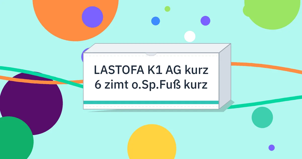 Symbolbild: Packung mit der Aufschrift LASTOFA K1 AG kurz 6 zimt o.Sp.Fuß kurz (PZN 13794243) – Verfügbarkeit und Bezug in Apotheken in Frankfurt am Main