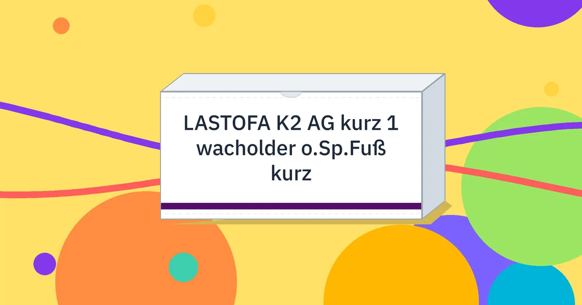 Symbolbild: Packung mit der Aufschrift LASTOFA K2 AG kurz 1 wacholder o.Sp.Fuß kurz (PZN 13802209) – Verfügbarkeit und Bezug in Apotheken in Frankfurt am Main