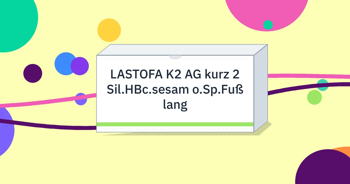 Symbolbild: Packung mit der Aufschrift LASTOFA K2 AG kurz 2 Sil.HBc.sesam o.Sp.Fuß lang (PZN 14149579) – Verfügbarkeit und Bezug in Apotheken in Frankfurt am Main