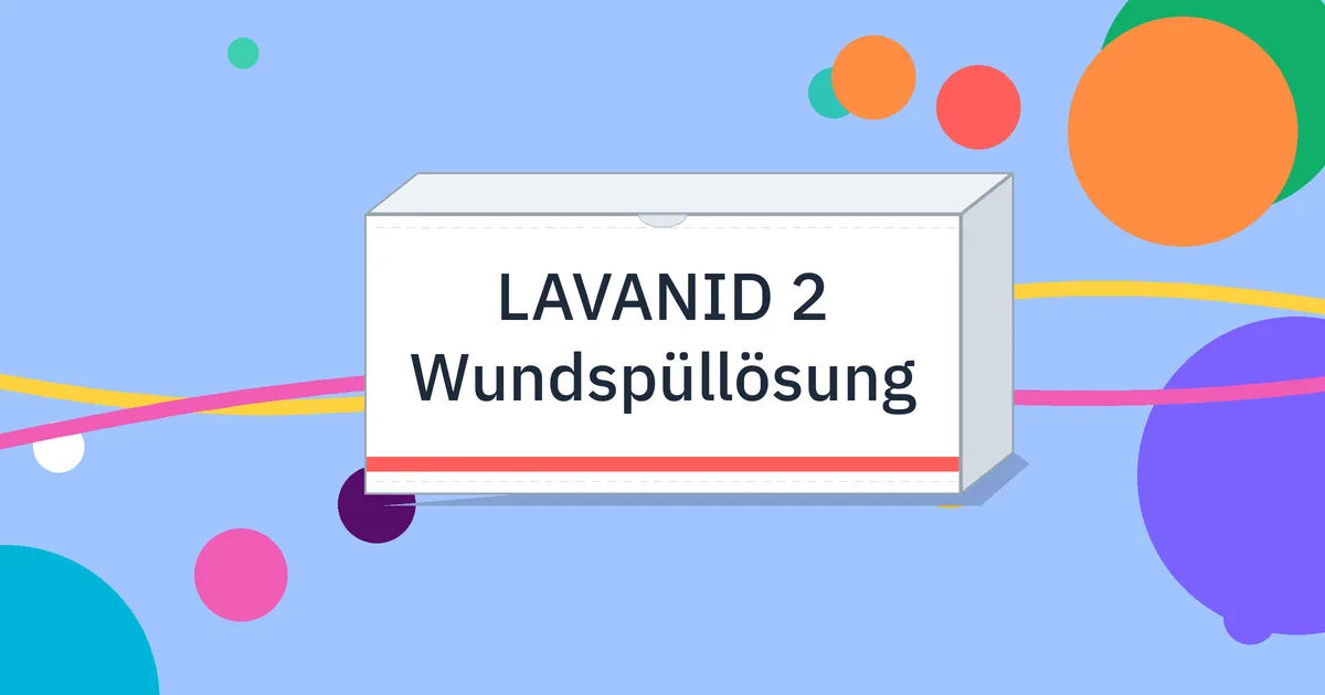 Symbolbild: Packung mit der Aufschrift LAVANID 2 Wundspüllösung (PZN 05901274) – Verfügbarkeit und Bezug in Apotheken in Frankfurt am Main