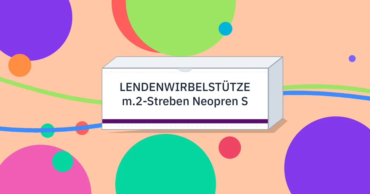 Symbolbild: Packung mit der Aufschrift LENDENWIRBELSTÜTZE m.2-Streben Neopren S (PZN 19070859) – Verfügbarkeit und Bezug in Apotheken in Frankfurt am Main