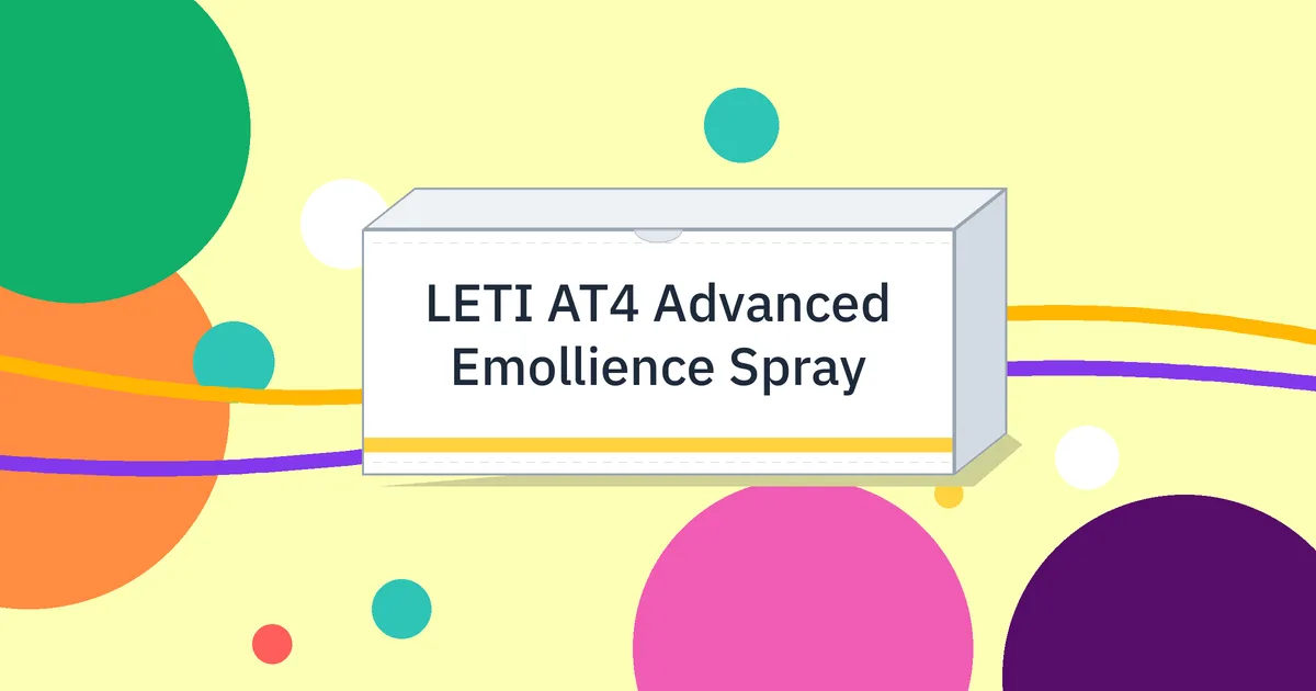 Symbolbild: Packung mit der Aufschrift LETI AT4 Advanced Emollience Spray (PZN 19211018) – Verfügbarkeit und Bezug in Apotheken in Frankfurt am Main