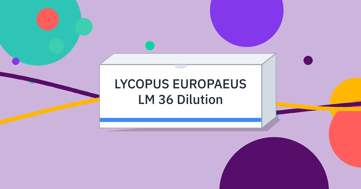Symbolbild: Packung mit der Aufschrift LYCOPUS EUROPAEUS LM 36 Dilution (PZN 13538250) – Verfügbarkeit und Bezug in Apotheken in Frankfurt am Main