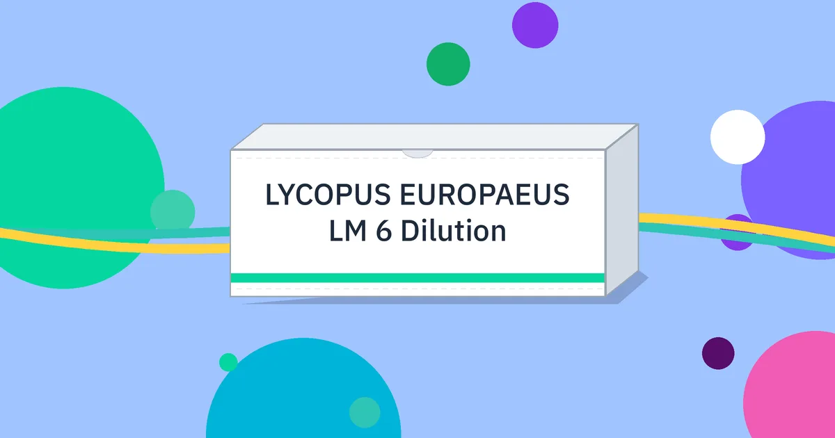 Symbolbild: Packung mit der Aufschrift LYCOPUS EUROPAEUS LM 6 Dilution (PZN 13537948) – Verfügbarkeit und Bezug in Apotheken in Frankfurt am Main