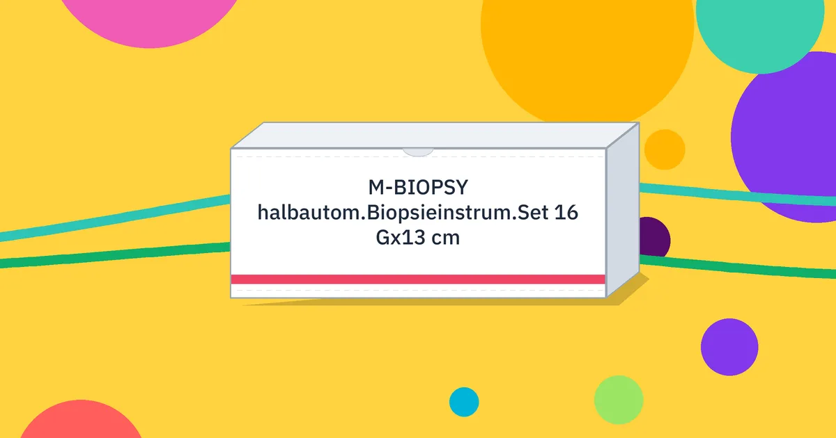 Symbolbild: Packung mit der Aufschrift M-BIOPSY halbautom.Biopsieinstrum.Set 16 Gx13 cm (PZN 20862471) – Verfügbarkeit und Bezug in Apotheken in Frankfurt am Main