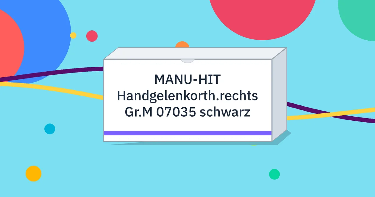Symbolbild: Packung mit der Aufschrift MANU-HIT Handgelenkorth.rechts Gr.M 07035 schwarz (PZN 03265437) – Verfügbarkeit und Bezug in Apotheken in Frankfurt am Main