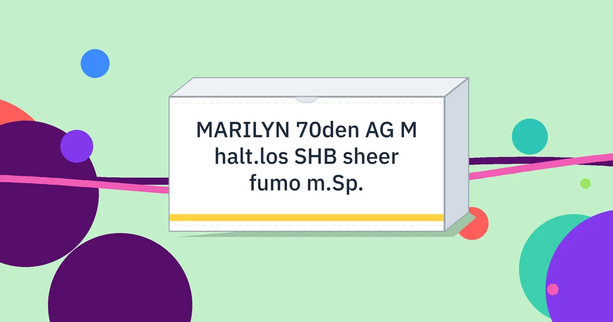 Symbolbild: Packung mit der Aufschrift MARILYN 70den AG M halt.los SHB sheer fumo m.Sp. (PZN 16187265) – Verfügbarkeit und Bezug in Apotheken in Frankfurt am Main