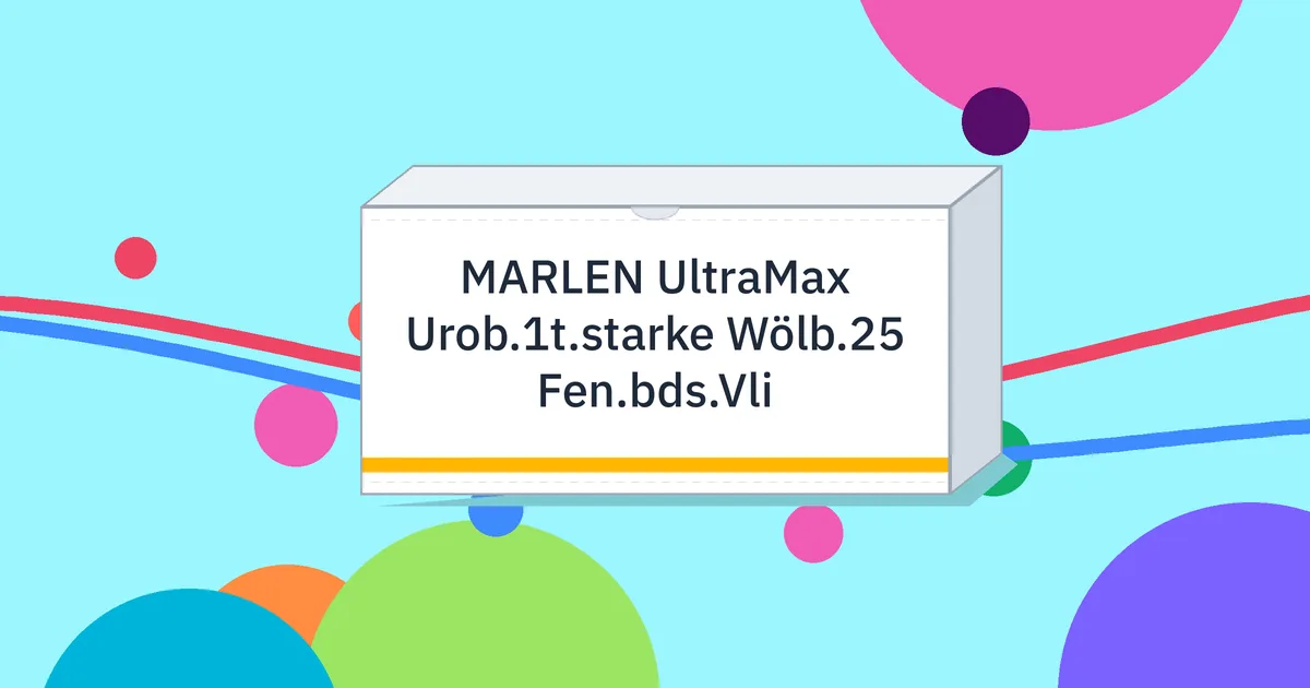 Symbolbild: Packung mit der Aufschrift MARLEN UltraMax Urob.1t.starke Wölb.25 Fen.bds.Vli (PZN 10741499) – Verfügbarkeit und Bezug in Apotheken in Frankfurt am Main