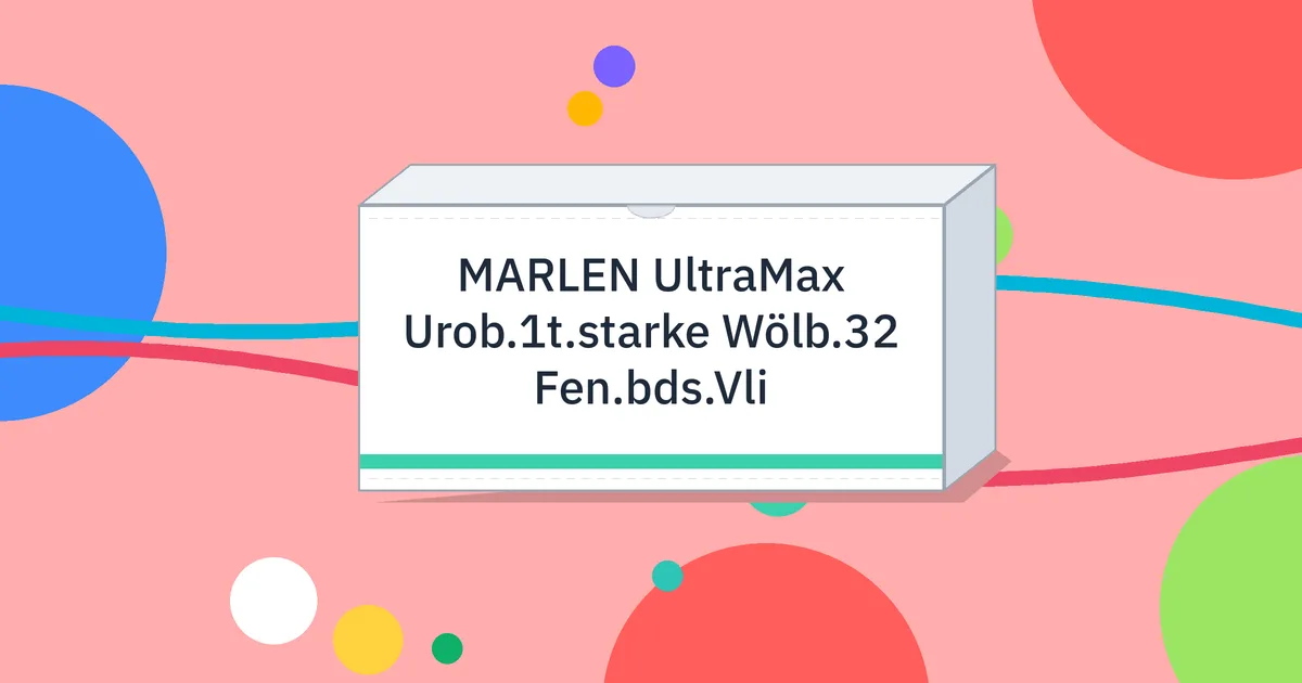 Symbolbild: Packung mit der Aufschrift MARLEN UltraMax Urob.1t.starke Wölb.32 Fen.bds.Vli (PZN 10741513) – Verfügbarkeit und Bezug in Apotheken in Frankfurt am Main