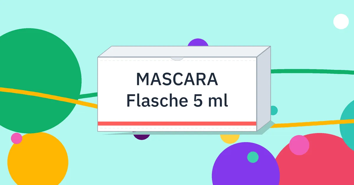 Symbolbild: Packung mit der Aufschrift MASCARA Flasche 5 ml (PZN 11731310) – Verfügbarkeit und Bezug in Apotheken in Frankfurt am Main