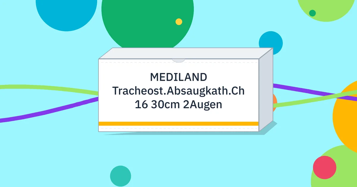 Symbolbild: Packung mit der Aufschrift MEDILAND Tracheost.Absaugkath.Ch 16 30cm 2Augen (PZN 05987301) – Verfügbarkeit und Bezug in Apotheken in Frankfurt am Main