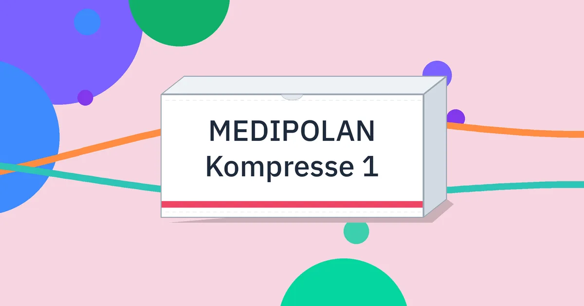 Symbolbild: Packung mit der Aufschrift MEDIPOLAN Kompresse 1 (PZN 03013581) – Verfügbarkeit und Bezug in Apotheken in Frankfurt am Main