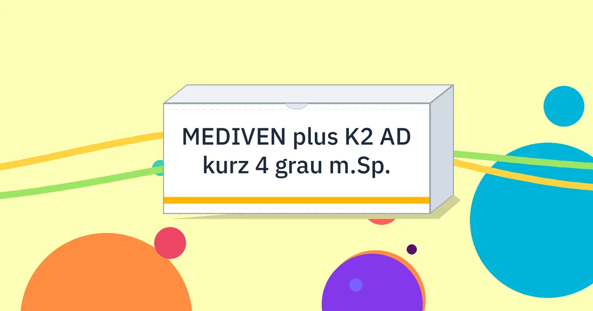 Symbolbild: Packung mit der Aufschrift MEDIVEN plus K2 AD kurz 4 grau m.Sp. (PZN 18946887) – Verfügbarkeit und Bezug in Apotheken in Frankfurt am Main