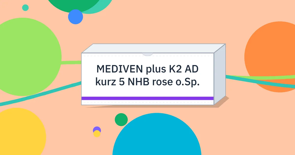 Symbolbild: Packung mit der Aufschrift MEDIVEN plus K2 AD kurz 5 NHB rose o.Sp. (PZN 15925117) – Verfügbarkeit und Bezug in Apotheken in Frankfurt am Main