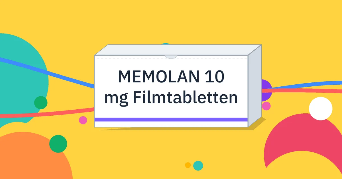 Symbolbild: Packung mit der Aufschrift MEMOLAN 10 mg Filmtabletten (PZN 11588226) – Verfügbarkeit und Bezug in Apotheken in Frankfurt am Main