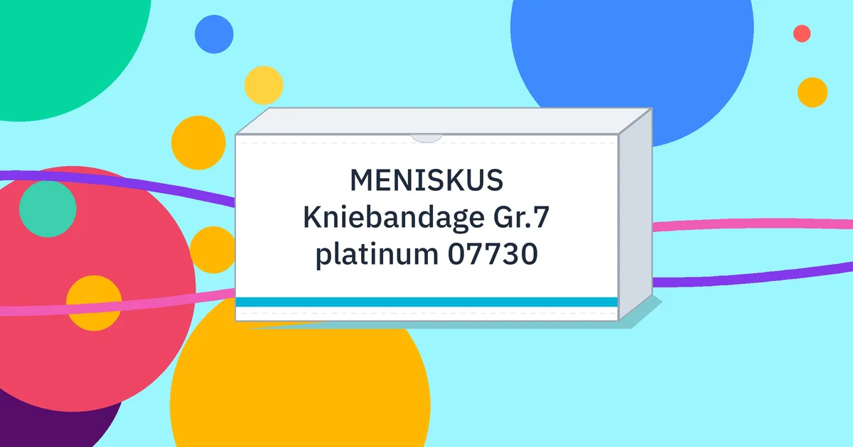 Symbolbild: Packung mit der Aufschrift MENISKUS Kniebandage Gr.7 platinum 07730 (PZN 06826801) – Verfügbarkeit und Bezug in Apotheken in Frankfurt am Main
