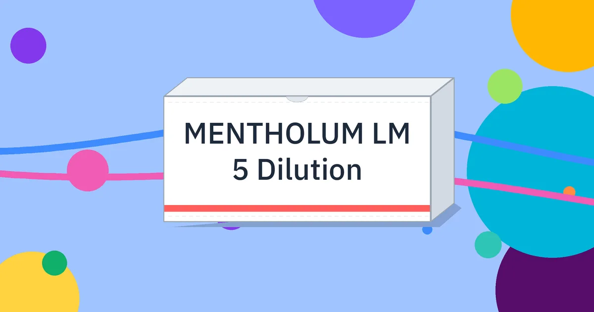Symbolbild: Packung mit der Aufschrift MENTHOLUM LM 5 Dilution (PZN 13604573) – Verfügbarkeit und Bezug in Apotheken in Frankfurt am Main
