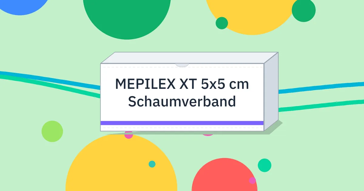 Symbolbild: Packung mit der Aufschrift MEPILEX XT 5x5 cm Schaumverband (PZN 15226170) – Verfügbarkeit und Bezug in Apotheken in Frankfurt am Main