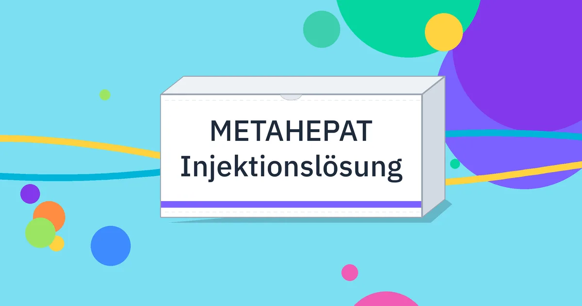 Symbolbild: Packung mit der Aufschrift METAHEPAT Injektionslösung (PZN 02417098) – Verfügbarkeit und Bezug in Apotheken in Frankfurt am Main
