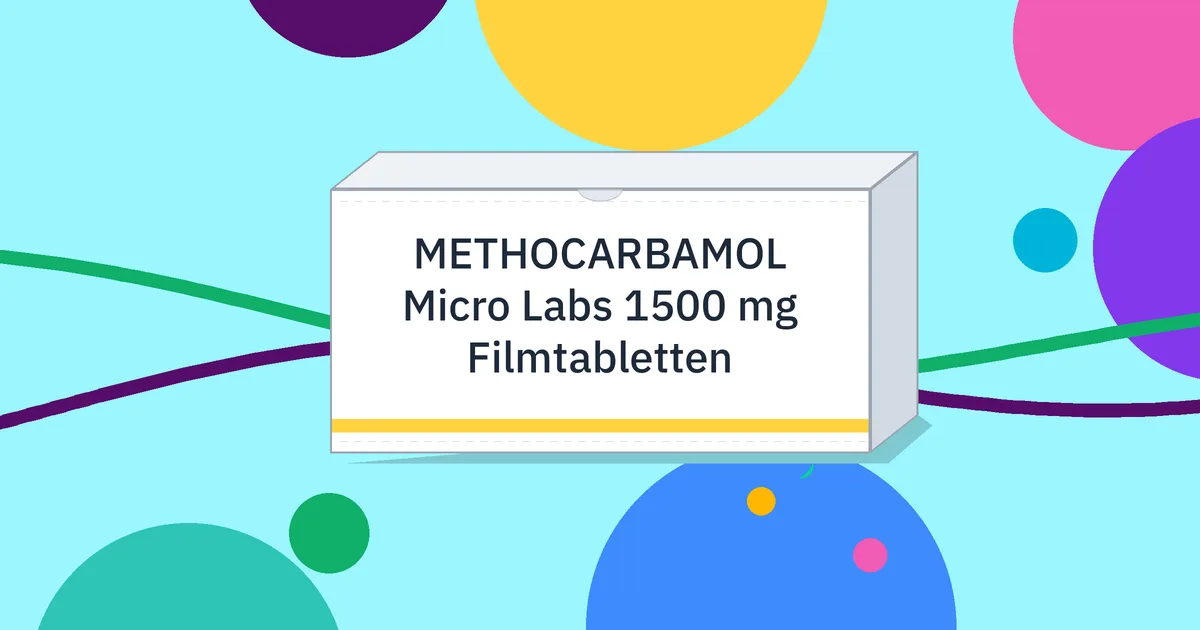 Symbolbild: Packung mit der Aufschrift METHOCARBAMOL Micro Labs 1500 mg Filmtabletten (PZN 19520274) – Verfügbarkeit und Bezug in Apotheken in Frankfurt am Main