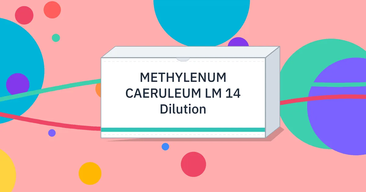 Symbolbild: Packung mit der Aufschrift METHYLENUM CAERULEUM LM 14 Dilution (PZN 13607057) – Verfügbarkeit und Bezug in Apotheken in Frankfurt am Main