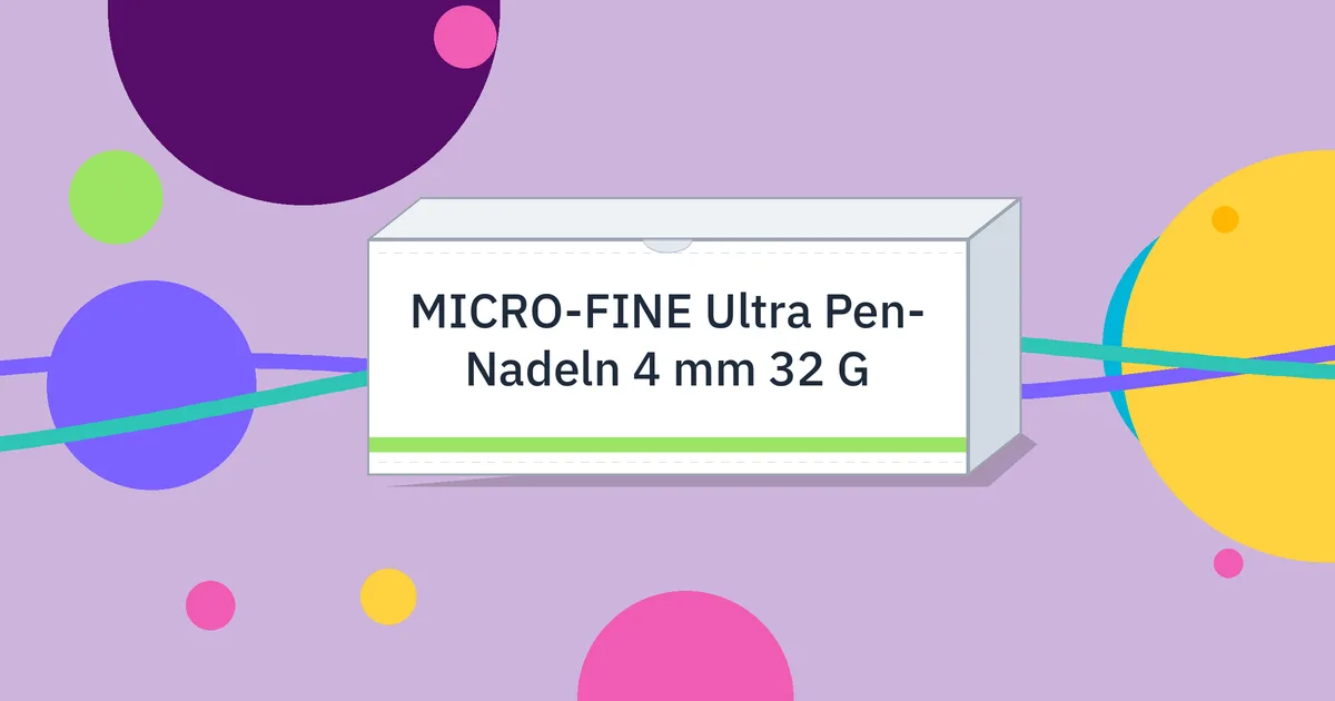 Symbolbild: Packung mit der Aufschrift MICRO-FINE Ultra Pen-Nadeln 4 mm 32 G (PZN 20589584) – Verfügbarkeit und Bezug in Apotheken in Frankfurt am Main