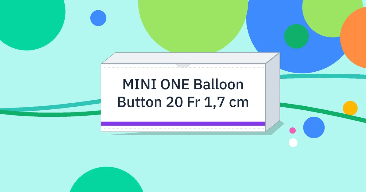 Symbolbild: Packung mit der Aufschrift MINI ONE Balloon Button 20 Fr 1,7 cm (PZN 14342365) – Verfügbarkeit und Bezug in Apotheken in Frankfurt am Main