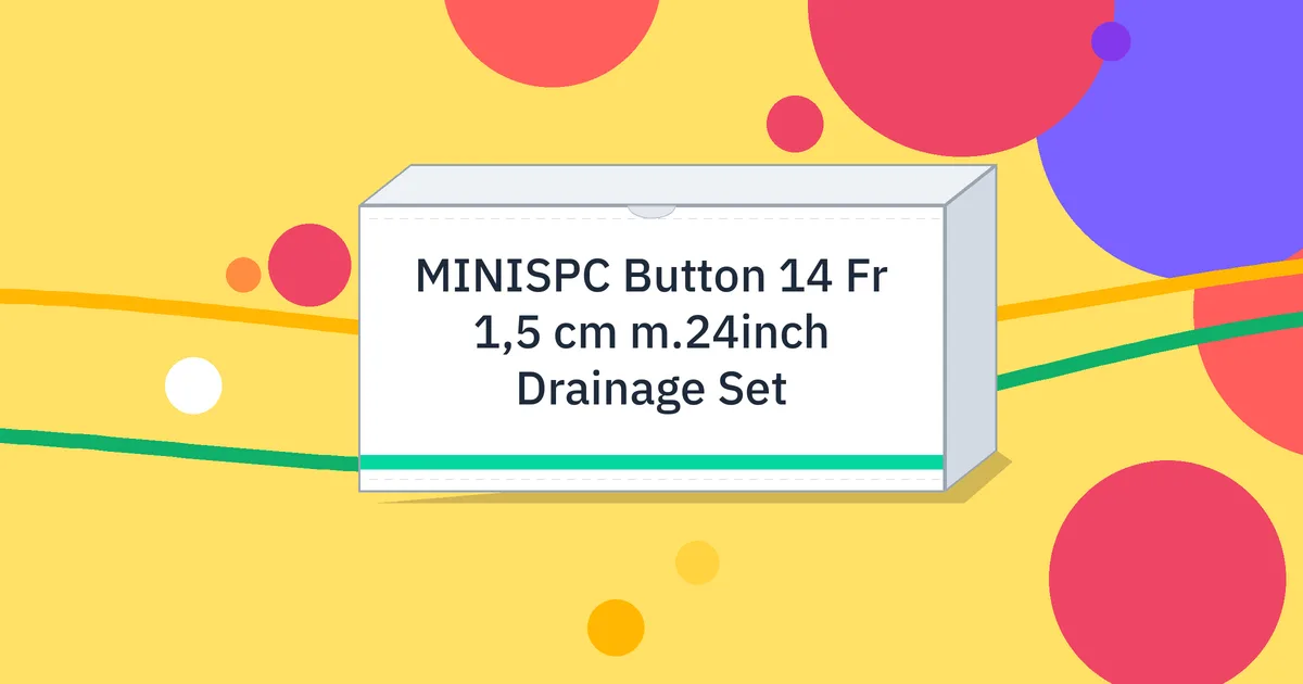 Symbolbild: Packung mit der Aufschrift MINISPC Button 14 Fr 1,5 cm m.24inch Drainage Set (PZN 20821696) – Verfügbarkeit und Bezug in Apotheken in Frankfurt am Main