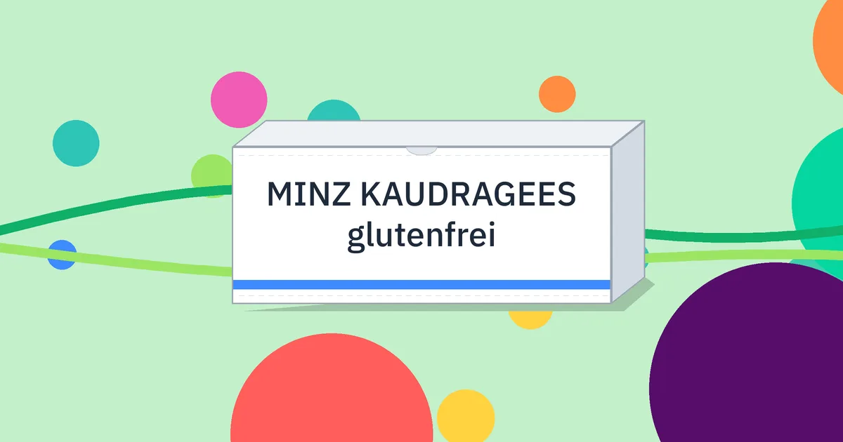 Symbolbild: Packung mit der Aufschrift MINZ KAUDRAGEES glutenfrei (PZN 20403154) – Verfügbarkeit und Bezug in Apotheken in Frankfurt am Main