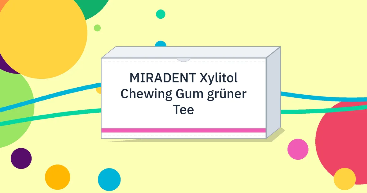 Symbolbild: Packung mit der Aufschrift MIRADENT Xylitol Chewing Gum grüner Tee (PZN 00462806) – Verfügbarkeit und Bezug in Apotheken in Frankfurt am Main