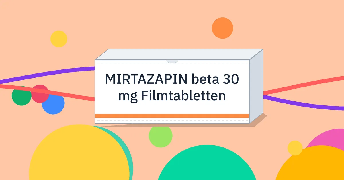 Symbolbild: Packung mit der Aufschrift MIRTAZAPIN beta 30 mg Filmtabletten (PZN 03136390) – Verfügbarkeit und Bezug in Apotheken in Frankfurt am Main