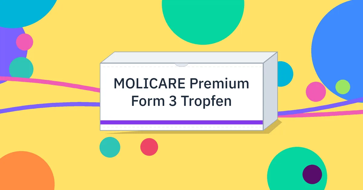 Symbolbild: Packung mit der Aufschrift MOLICARE Premium Form 3 Tropfen (PZN 17633531) – Verfügbarkeit und Bezug in Apotheken in Frankfurt am Main