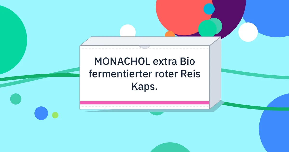 Symbolbild: Packung mit der Aufschrift MONACHOL extra Bio fermentierter roter Reis Kaps. (PZN 19519897) – Verfügbarkeit und Bezug in Apotheken in Frankfurt am Main