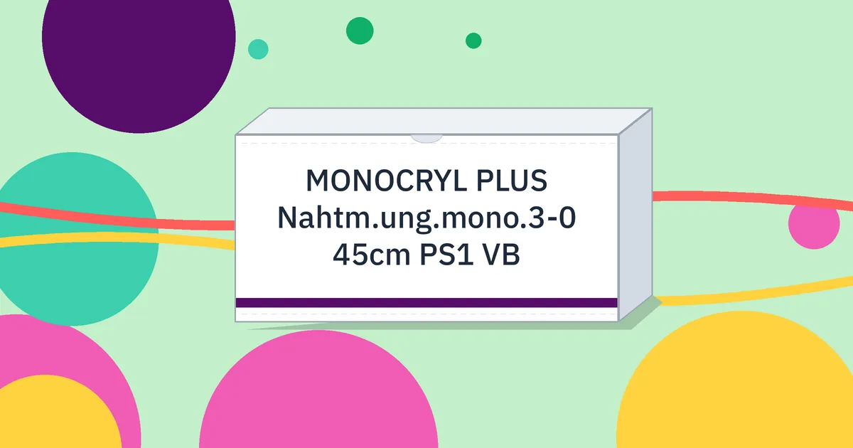 Symbolbild: Packung mit der Aufschrift MONOCRYL PLUS Nahtm.ung.mono.3-0 45cm PS1 VB (PZN 20895890) – Verfügbarkeit und Bezug in Apotheken in Frankfurt am Main