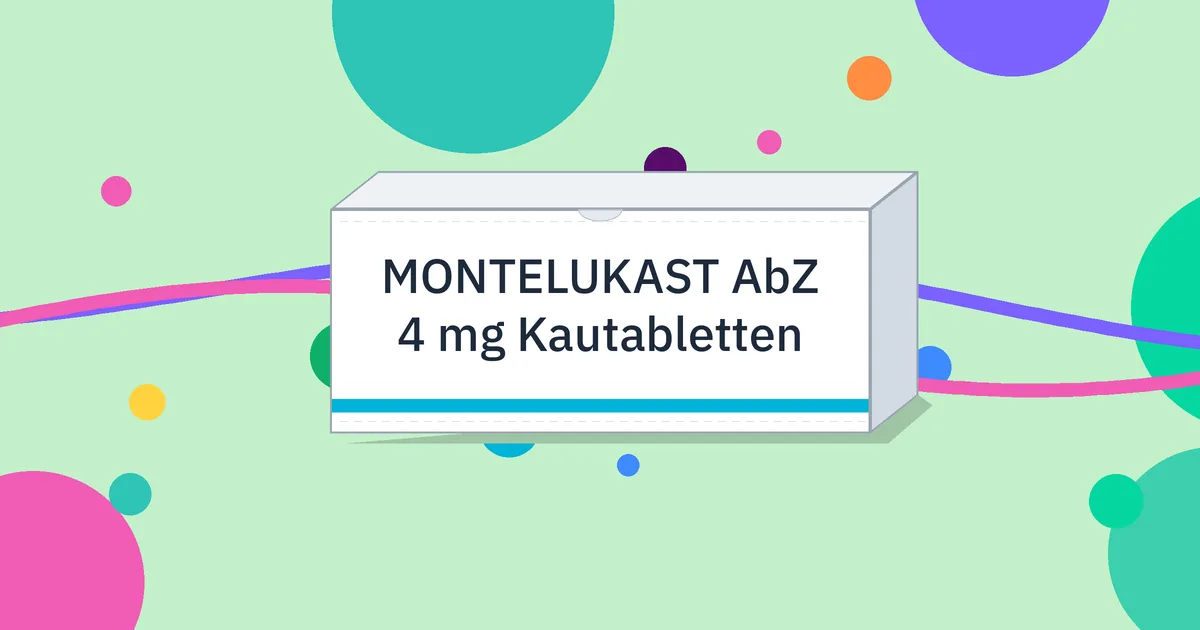 Symbolbild: Packung mit der Aufschrift MONTELUKAST AbZ 4 mg Kautabletten (PZN 09434562) – Verfügbarkeit und Bezug in Apotheken in Frankfurt am Main