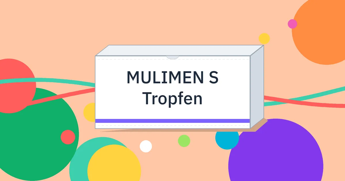 Symbolbild: Packung mit der Aufschrift MULIMEN S Tropfen (PZN 03508348) – Verfügbarkeit und Bezug in Apotheken in Frankfurt am Main