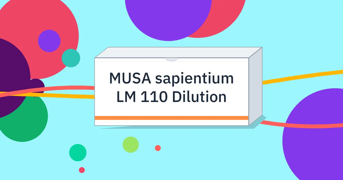 Symbolbild: Packung mit der Aufschrift MUSA sapientium LM 110 Dilution (PZN 13611981) – Verfügbarkeit und Bezug in Apotheken in Frankfurt am Main