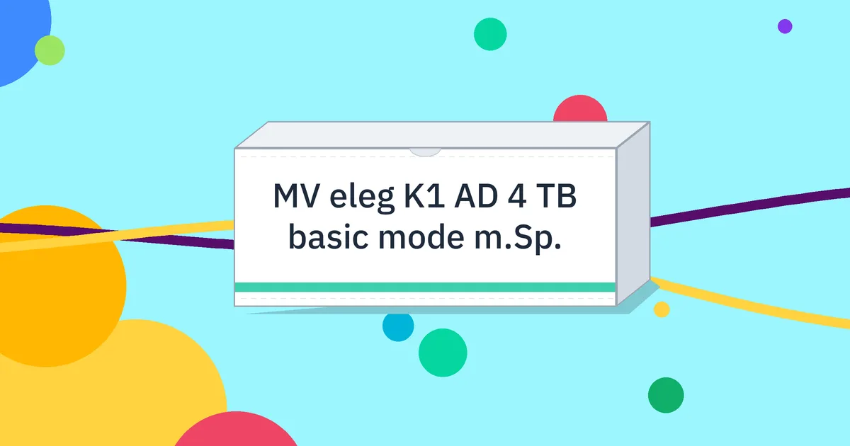 Symbolbild: Packung mit der Aufschrift MV eleg K1 AD 4 TB basic mode m.Sp. (PZN 09851745) – Verfügbarkeit und Bezug in Apotheken in Frankfurt am Main