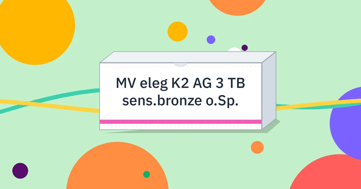 Symbolbild: Packung mit der Aufschrift MV eleg K2 AG 3 TB sens.bronze o.Sp. (PZN 14718758) – Verfügbarkeit und Bezug in Apotheken in Frankfurt am Main